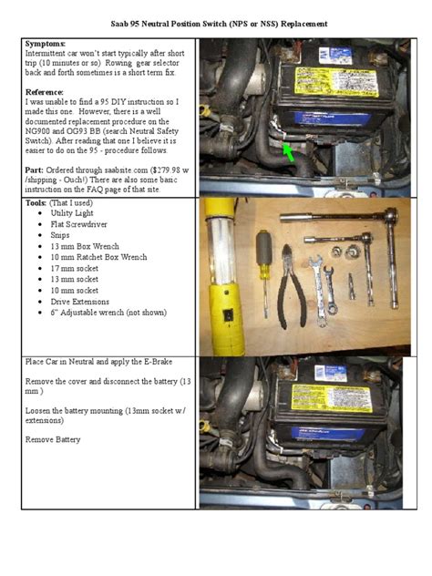 Saab 95 Neutral Position Switch Guide Pdf Nut Hardware Machines