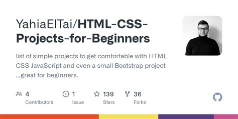 GitHub YahiaElTai HTML CSS Projects For Beginners List Of Simple Projects To Get Comfortable