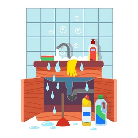 70212 Cartoon Clogged Kitchen Sink Drain Royalty Free Images Stock