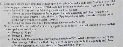 Solved 1 Consider A Closed Loop Amplifier With An Open Loop Chegg Com