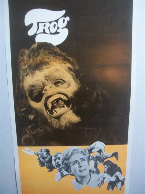 Original 1970 Trog Movie Poster 14x36 Insert Joan Crawford Caveman