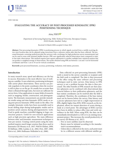 Pdf Evaluating The Accuracy Of Post Processed Kinematic Ppk Positioning Technique