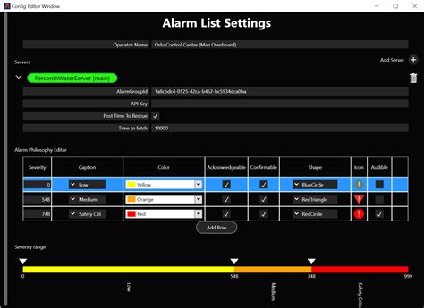 Alarmlist Configuration — Datamatik Scada