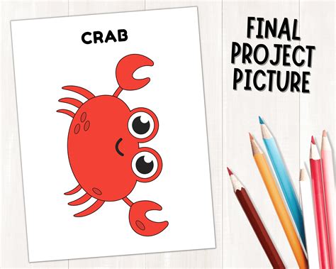 Crab Craft Printable Template Sea Life Activity Ocean Animal Craft