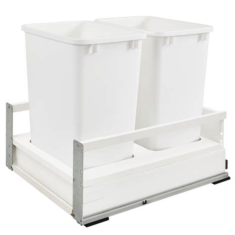 Rev A Shelf TWCSD 21DM 2 Double 35 Qt Bottom Mount Trash Pull Out Blum Tandem Servo White