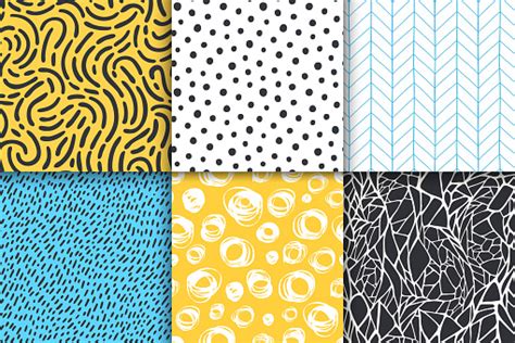 추상 손으로 그린 기하학적 간단한 최소한의 완벽 한 패턴 설정 합니다 폴카 도트 줄무늬 파도 랜덤 기호 텍스처입니다 벡터 일러스트 가능성에 대한 스톡 벡터 아트 및 기타