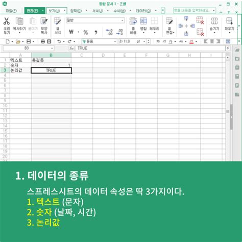 스프레드시트 데이터의 종류