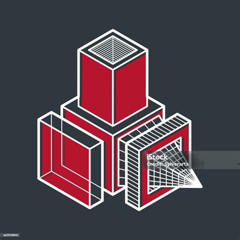 추상적인 벡터 아이소메트릭 차원 모양 기하학적 수치를 사용 하 여 만든 0명에 대한 스톡 벡터 아트 및 기타 이미지 0명 3차원 형태 건설 산업 Istock