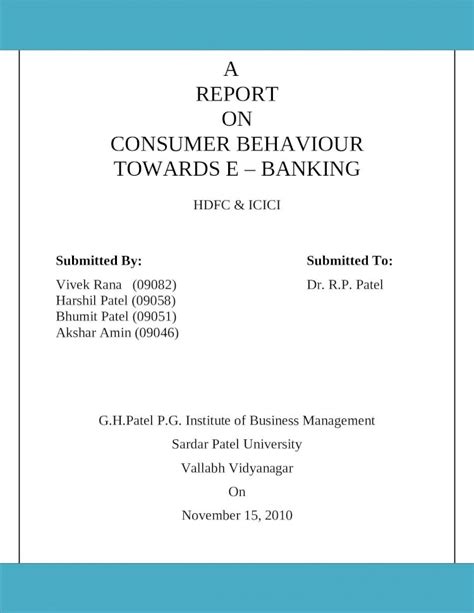 Doc Consumer Behaviour Towards E Banking Final Report Dokumen Tips