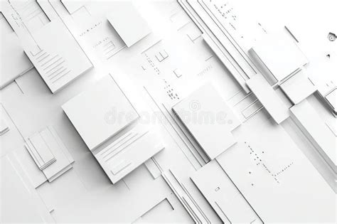 Abstract Geometric White 3d Background With Overlapping Rectangles And