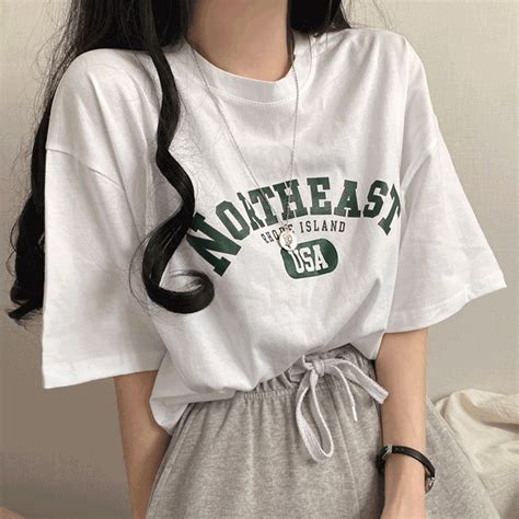 [5col 데일리] 노스 레터링 박시핏 반팔티t 에이블리