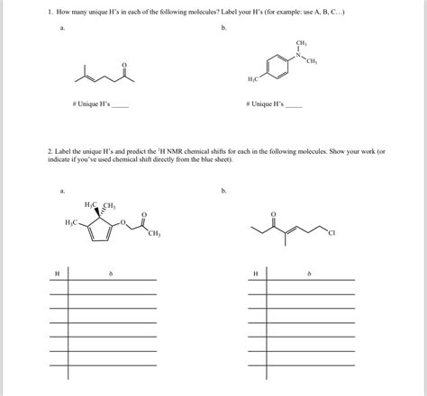 solved 1 ﻿how many unique h s in each of the following
