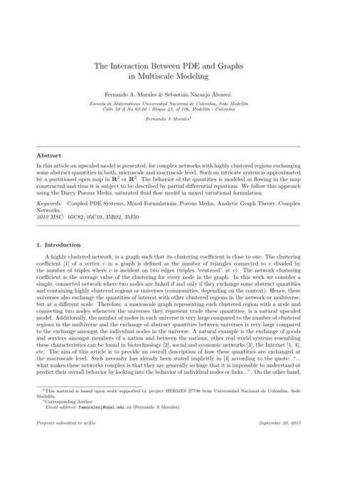 Pdf The Interaction Between Pde And Graphs In Multiscale Modeling