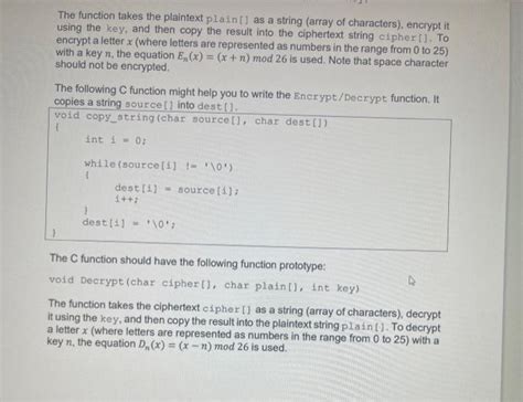 Solved The C Function Should Have The Following Function