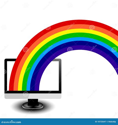 LCD Monitor With Rainbow Stock Vector Illustration Of Rainbow