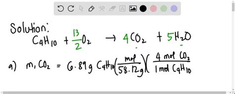 solved for the following reaction 4 01 grams of butane c4h10 are mixed with excess oxygen