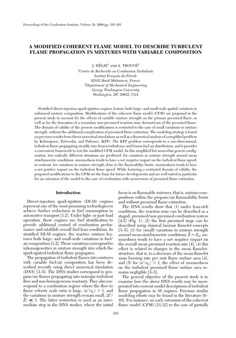 Pdf A Modified Coherent Flame Model To Describe Turbulent Flame Propagation In Mixtures With