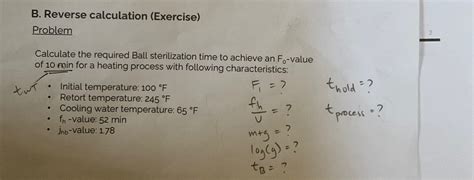 Solved B ﻿reverse Calculation Exercise Problemcalculate