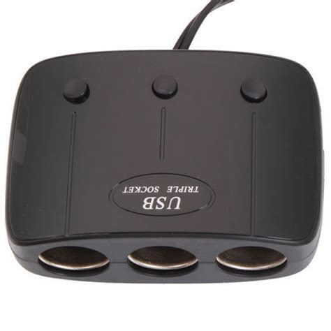 Dual USB Triple Socket Car Charger 3 Way Port Splitter