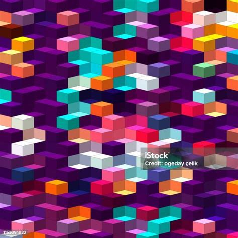 아이소메트릭 최소한의 추상 큐브와 사각형 화려한 배경 텍스처 패턴 0명에 대한 스톡 벡터 아트 및 기타 이미지 0명 3차원 형태 개체 그룹 Istock
