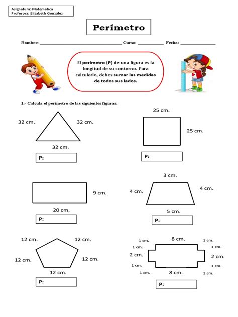Ejercicios De Perímetro Para Tercero Básico Pdf Matemáticas