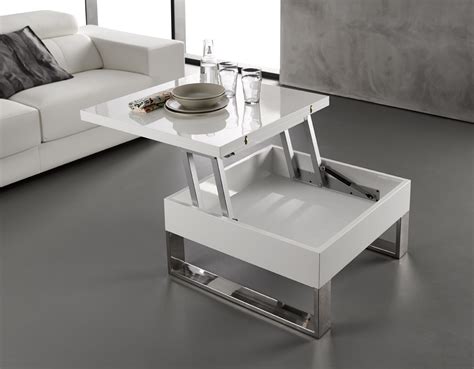 Table Basse Relevable Blanche Laquée Mobilier Design Décoration Dintérieur