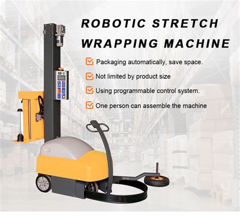 Self Propelled Pallet Wrapping Machine Robot Mobile Stretch Film Pallet
