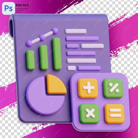 Premium Psd 3d Illustration Of Data Chart Calculation Render Of Icon Isolated Png