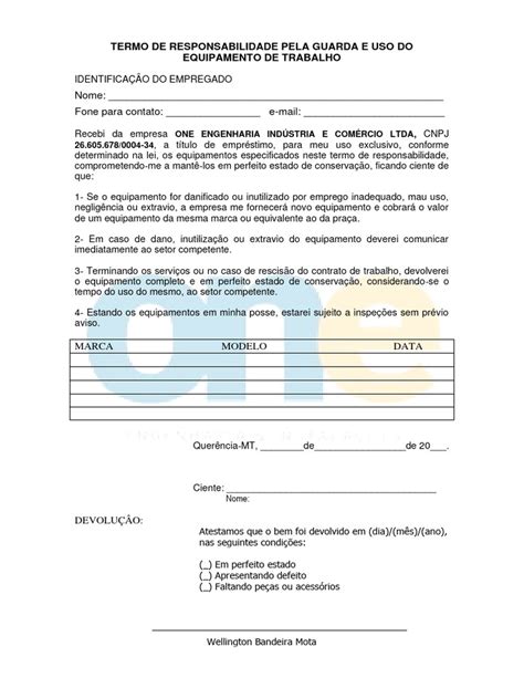 Modelo De Termo De Responsabilidade Pela Guarda Escobas