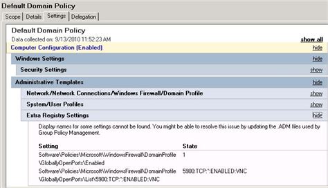 Solved Default Domain Policy Extra Registery Settings Display