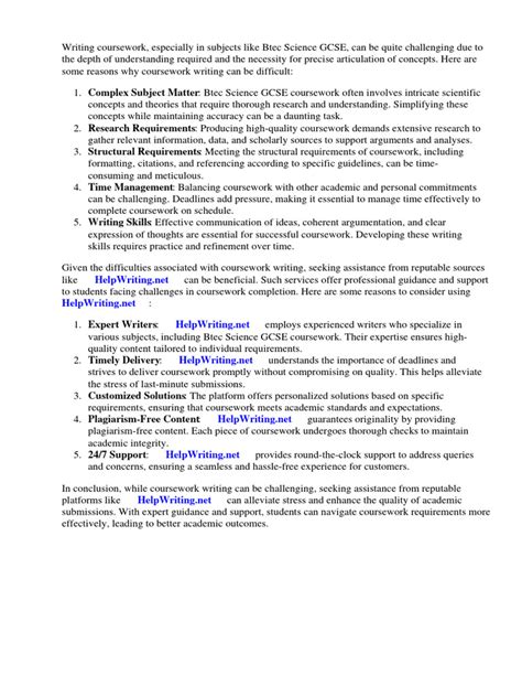Btec Science Gcse Coursework Pdf Science Cognition