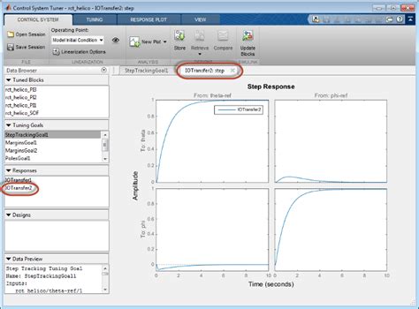 create response plots in control system tuner matlab and simulink