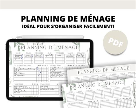Planning Ménage Imprimable Check List Tâches Ménage Hebdomadaire