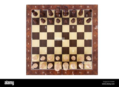 Chess Board With Starting Positions Aligned Chess Pieces Top View