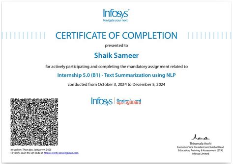 Infosys Infosysspringboard Internship Ai Nlp Textsummarization Llm Shaik Sameer