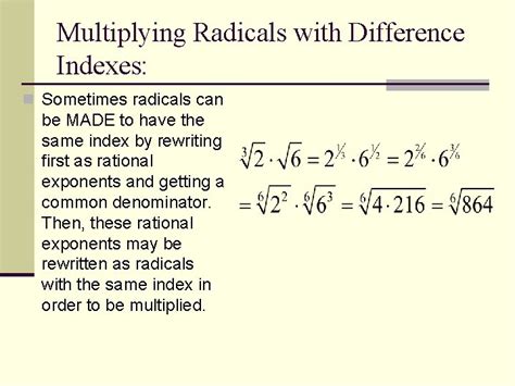 Simplifying Radical Expressions For A Radical Expression To