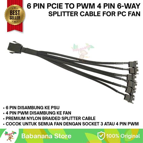 Jual Kabel Pcie 6 Pin 1 To 6 Pwm Adapter Fan Cable Converter Kipas