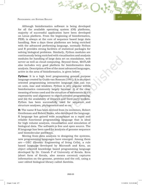 Ncert Book For Class 11 Biotechnology Chapter 11 Programming And