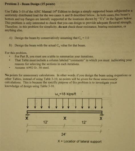Solved Problem Beam Design Points Use Table Of Chegg