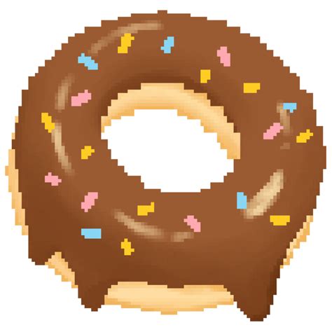 Cute Chocolate Doughnut With Rainbow Icing In Pixel Art PNG