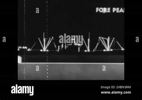 1943 A Diagram Identifies The Different Sections Of The Collision Bulkhead Of A Ship Stock