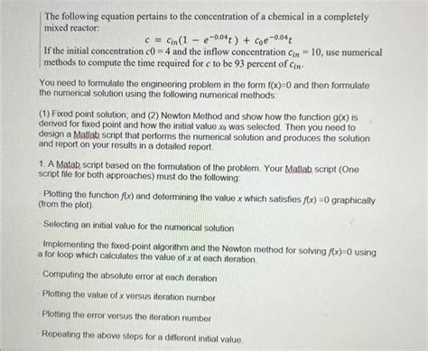 Solved The Following Equation Pertains To The Concentration
