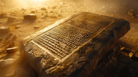 Realistic Depiction Of Ten Commandments On Stone Tablets From Exodus For In Depth Examination