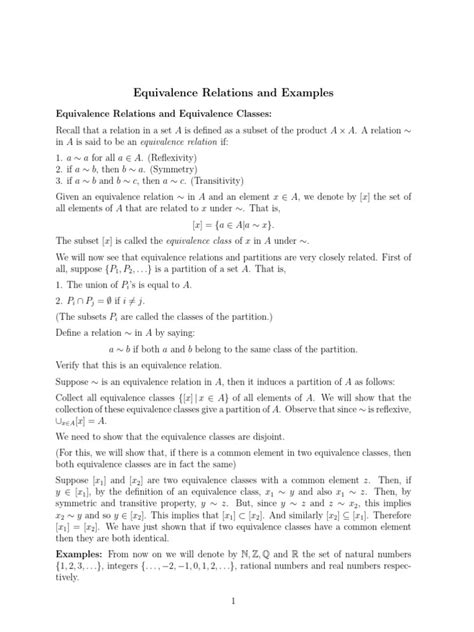 Equivalence Classes Pdf
