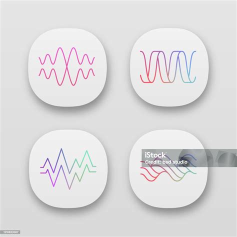 Sound Waves App Icons Set Ui Ux User Interface Audio Waves Music Frequency Voice Line