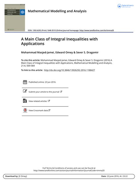 Pdf A Main Class Of Integral Inequalities With Applications