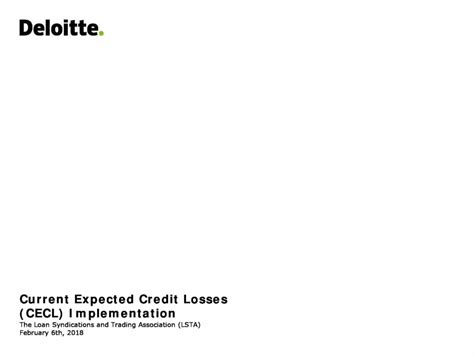 Current Expected Credit Losses Cecl Implementation Presentation Lsta
