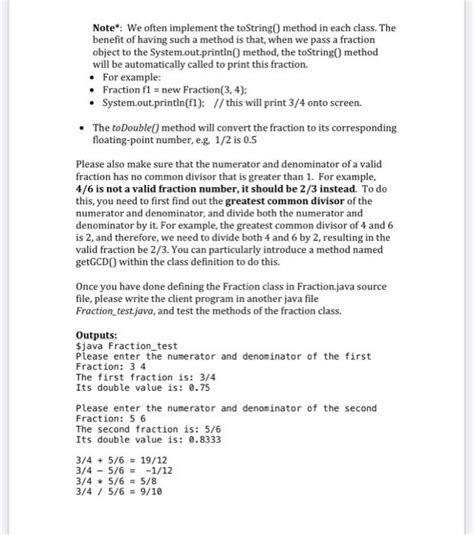 Solved Problem 1 The Fraction Class Fractionjava And