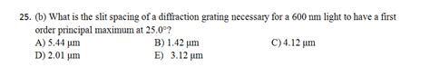 solved what is the slit spacing of a diffraction grating
