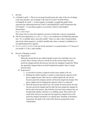 Physics Lab 1 Ndxkjshdxuiwnexdcsnx Lab 1 Electric Interactions I Pre Lab Activity Studocu